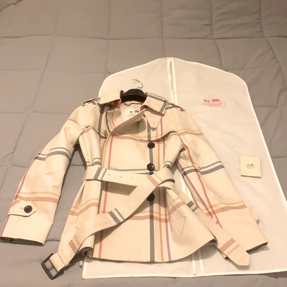 Coach | Jackets & Coats | Coach Small Rainbow Plaid Trench Coat | Poshmark